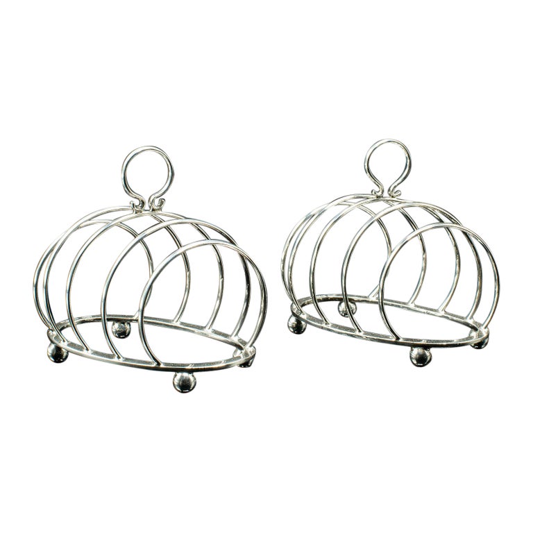 Pair of Antique Toast Racks, English, Silver, Breakfast Rest ...