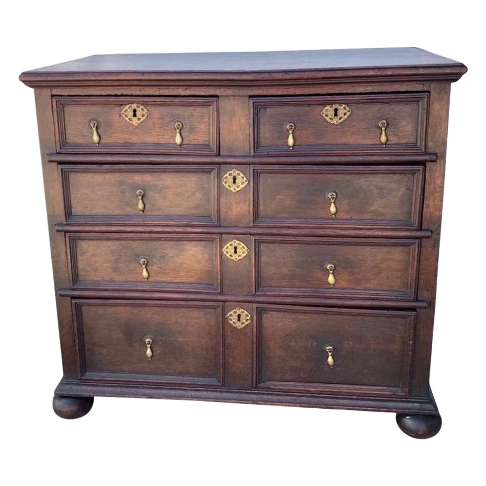 English Early 18th Century Jacobean Oak Chest at 1stDibs