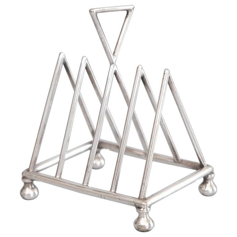 Antique Art Deco English Silver Plate Toast Rack For Sale at 1stDibs