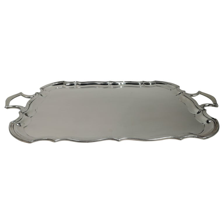 English Modern Georgian Sterling Silver Tea Tray For Sale at 1stDibs