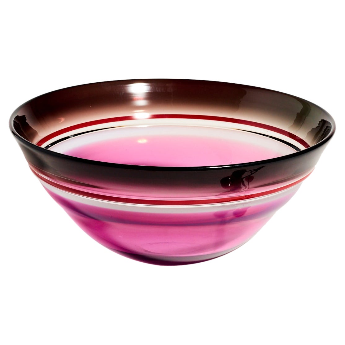Amazing Pink Star Bohemia Czech Glass Bowl at 1stDibs