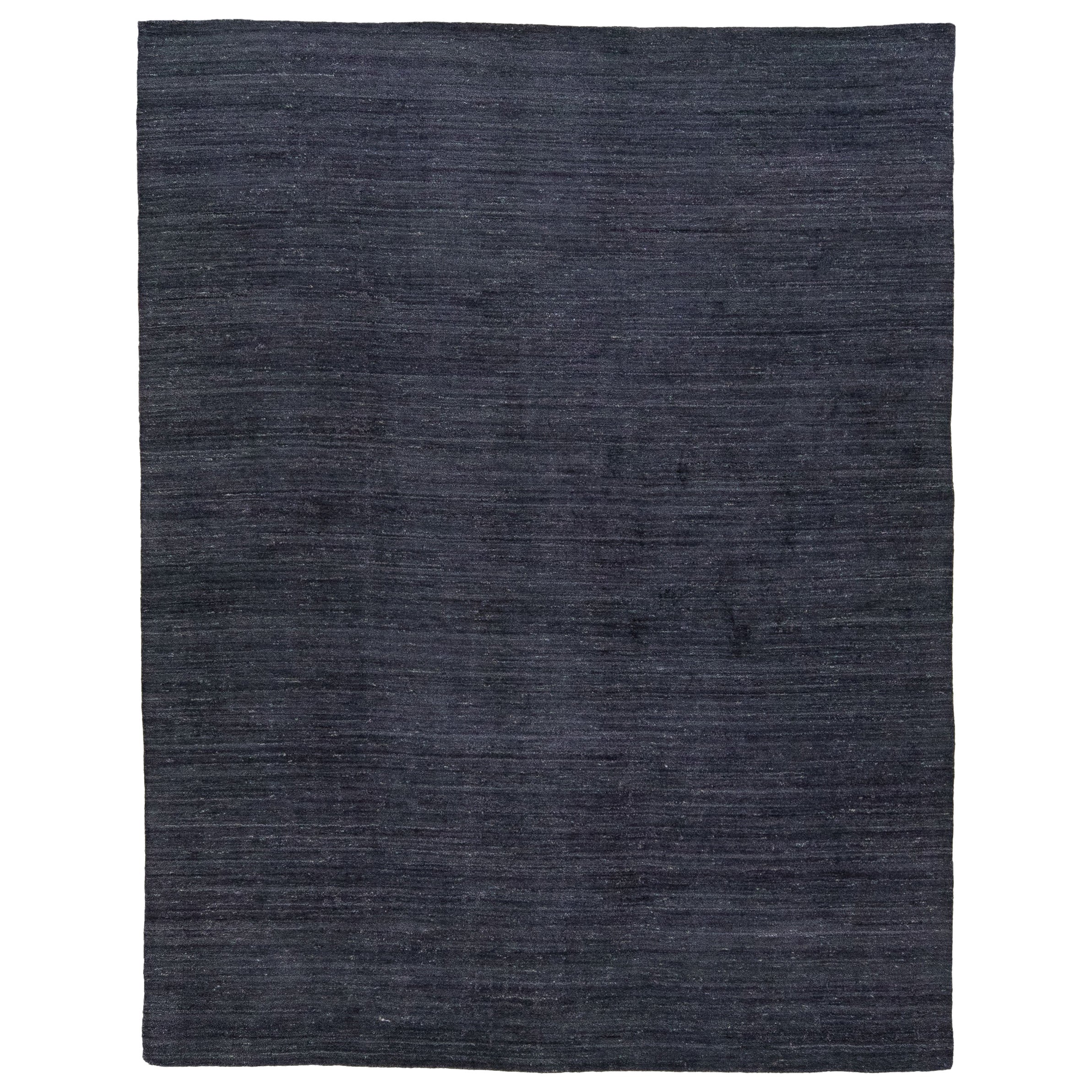 Grey Modern Gabbeh Style Handmade Solid Motif Wool Rug For Sale at 1stDibs