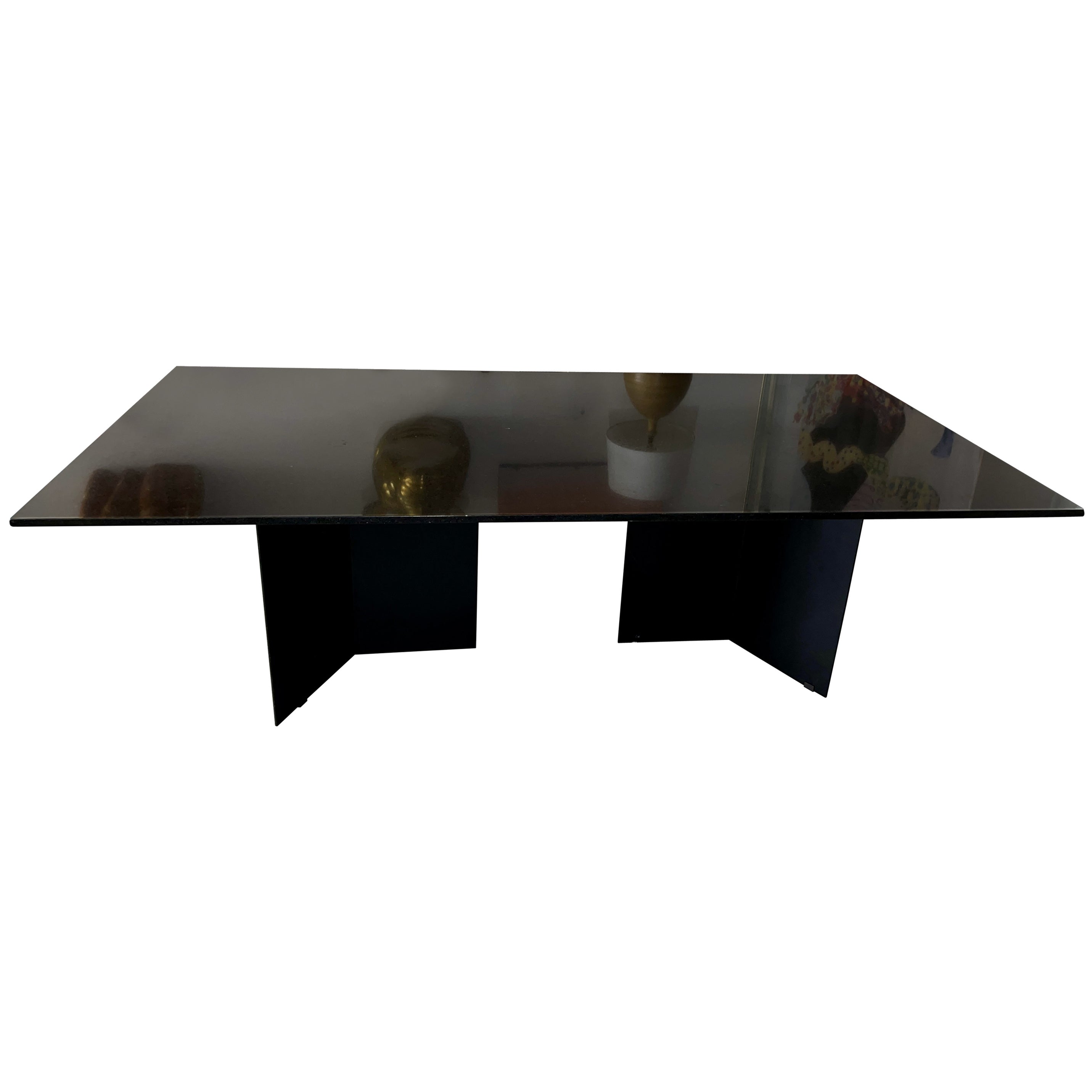 Long Black And Green Granite Conference Table at 1stDibs