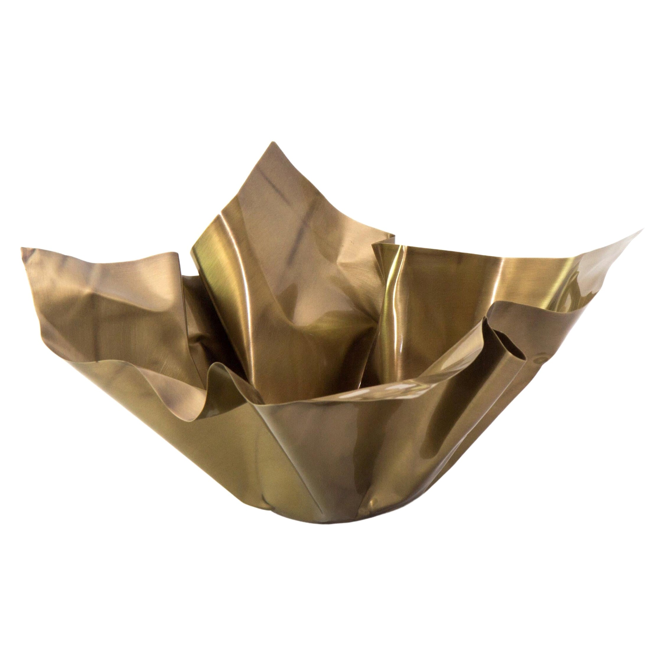 Paper Bowl 1, Made of Crumpled Brass Sheet, Handcrafted and Formed in ...