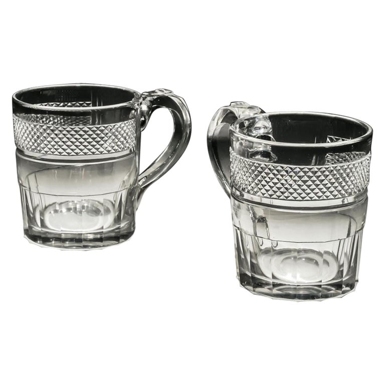 Pair of Regency Cut Glass Mugs For Sale at 1stDibs