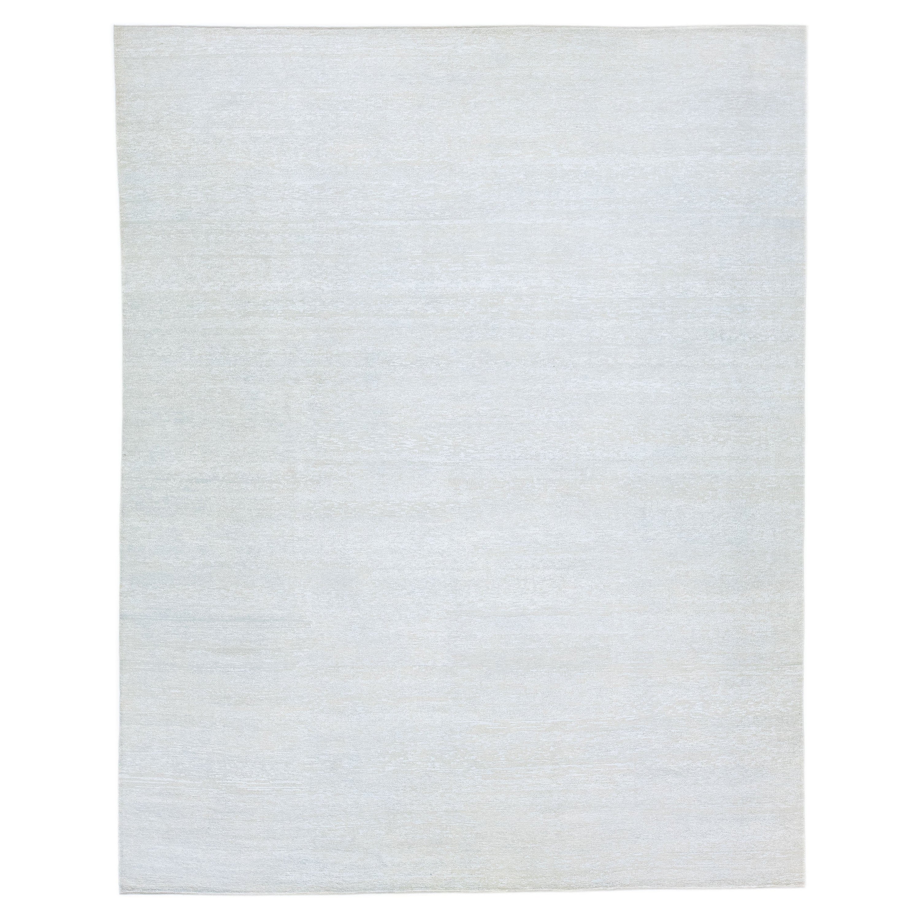 Modern Minimalist Style Beige Handmade Oversize Wool and Silk Rug For ...