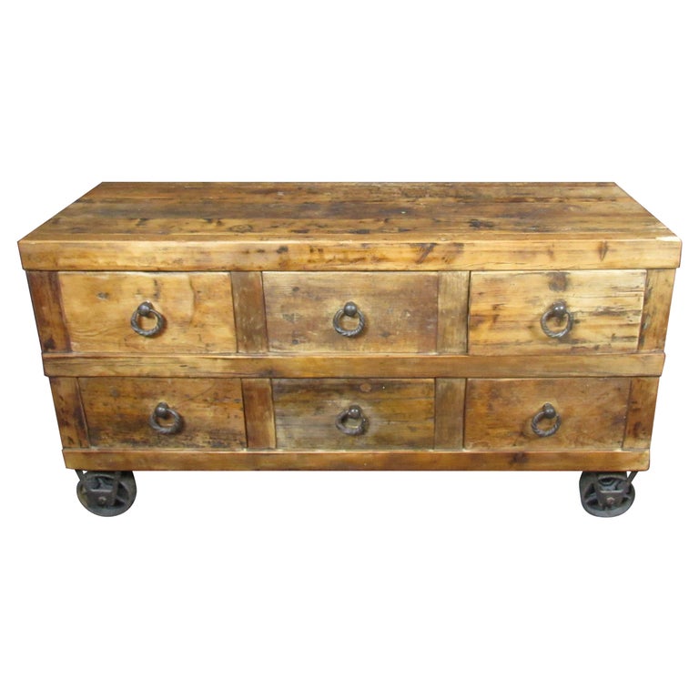 Rustic Style Rolling Dresser For Sale at 1stDibs