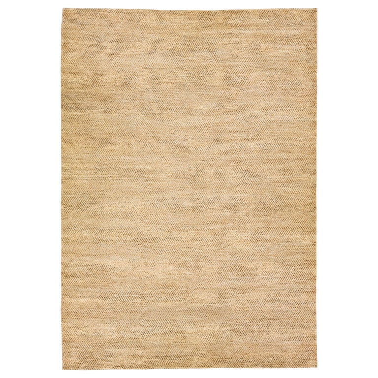 Modern Natural Texture Hand Woven Jute and Cotton Area Rug For Sale at ...