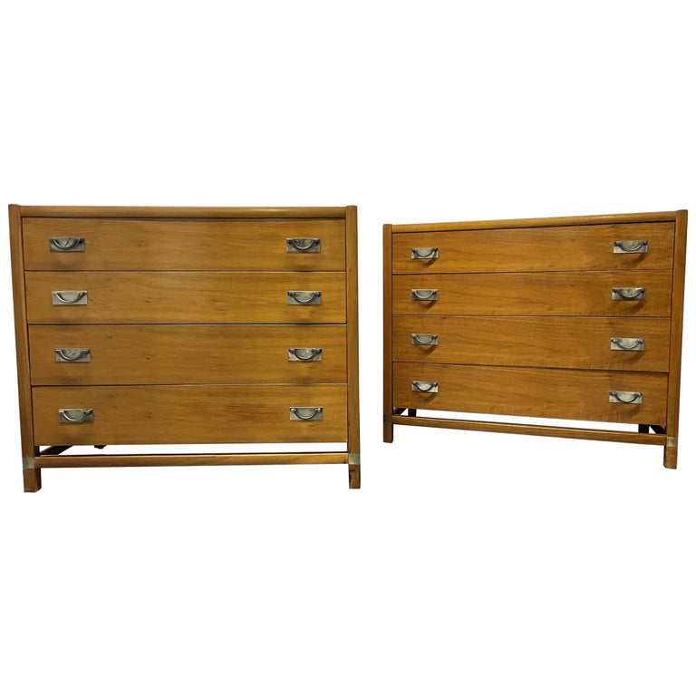 Pair Mid-Century Modern Walnut Chests For Sale at 1stDibs