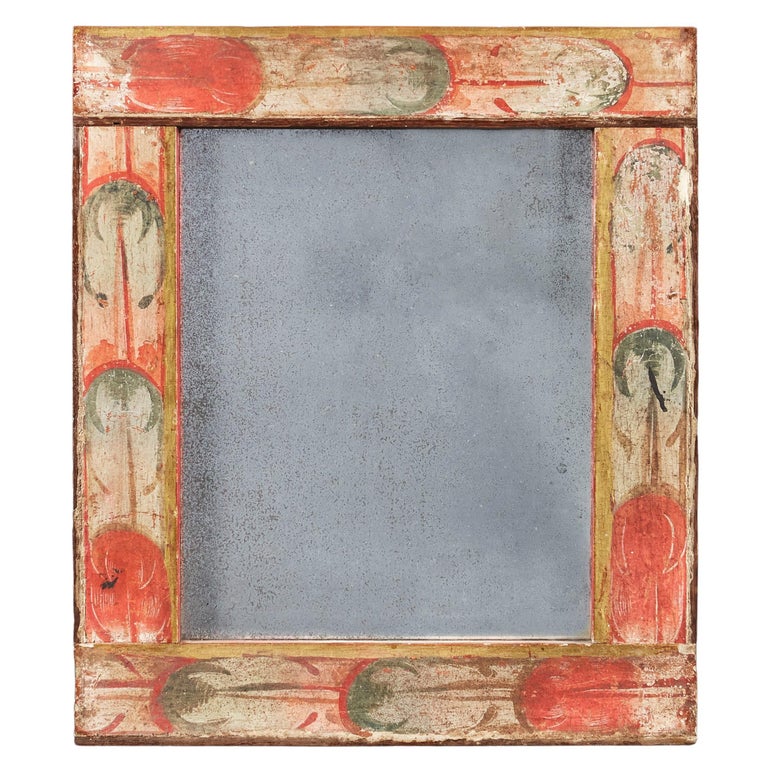 Small Polychrome Painted Italian Mirror at 1stDibs