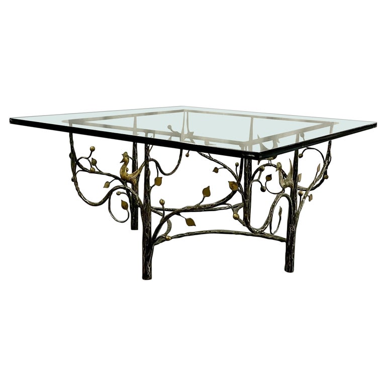 Mid-Century Modern William Switzer Square Coffee Table, Bronze, Glass ...