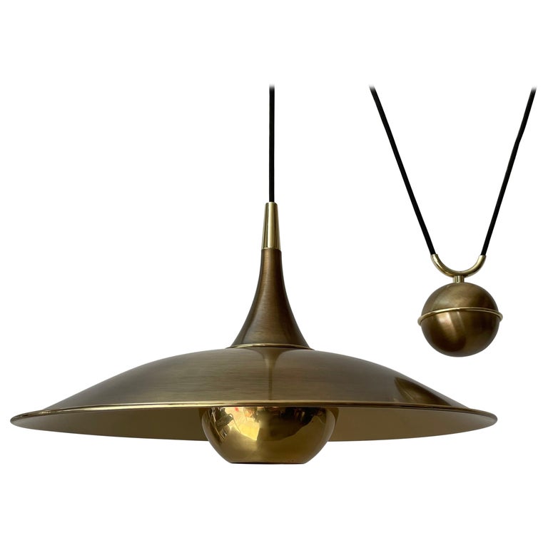 Antique Brass Counterweight Ceiling Lamp, 1970s, France For Sale at 1stDibs