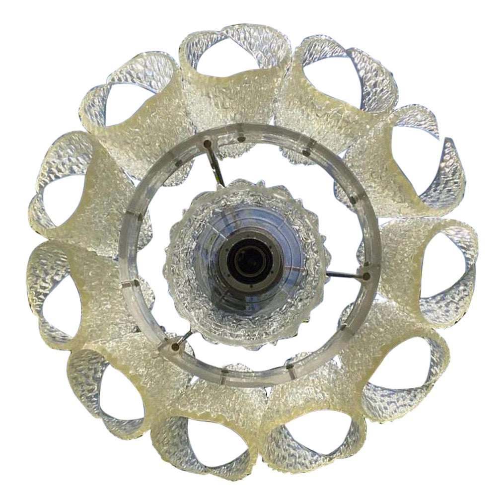 Mid-Century Modern Chandelier or Pendant Lamp with Textured Acrylic ...