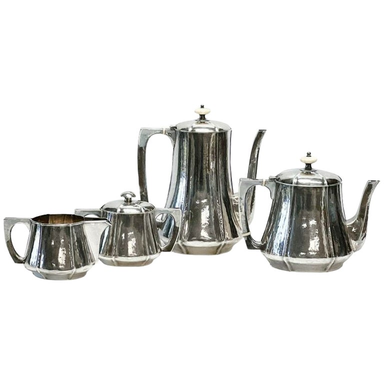 The Kalo Shops Arts and Crafts 4pc Silver Tea Coffee Serving Set Hand ...