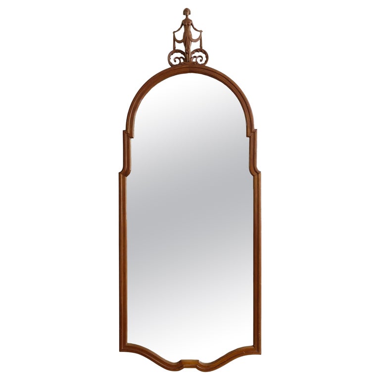 Swedish Grace Carved Mahogany Mirror Topped With a Female, Circa, 1920 ...
