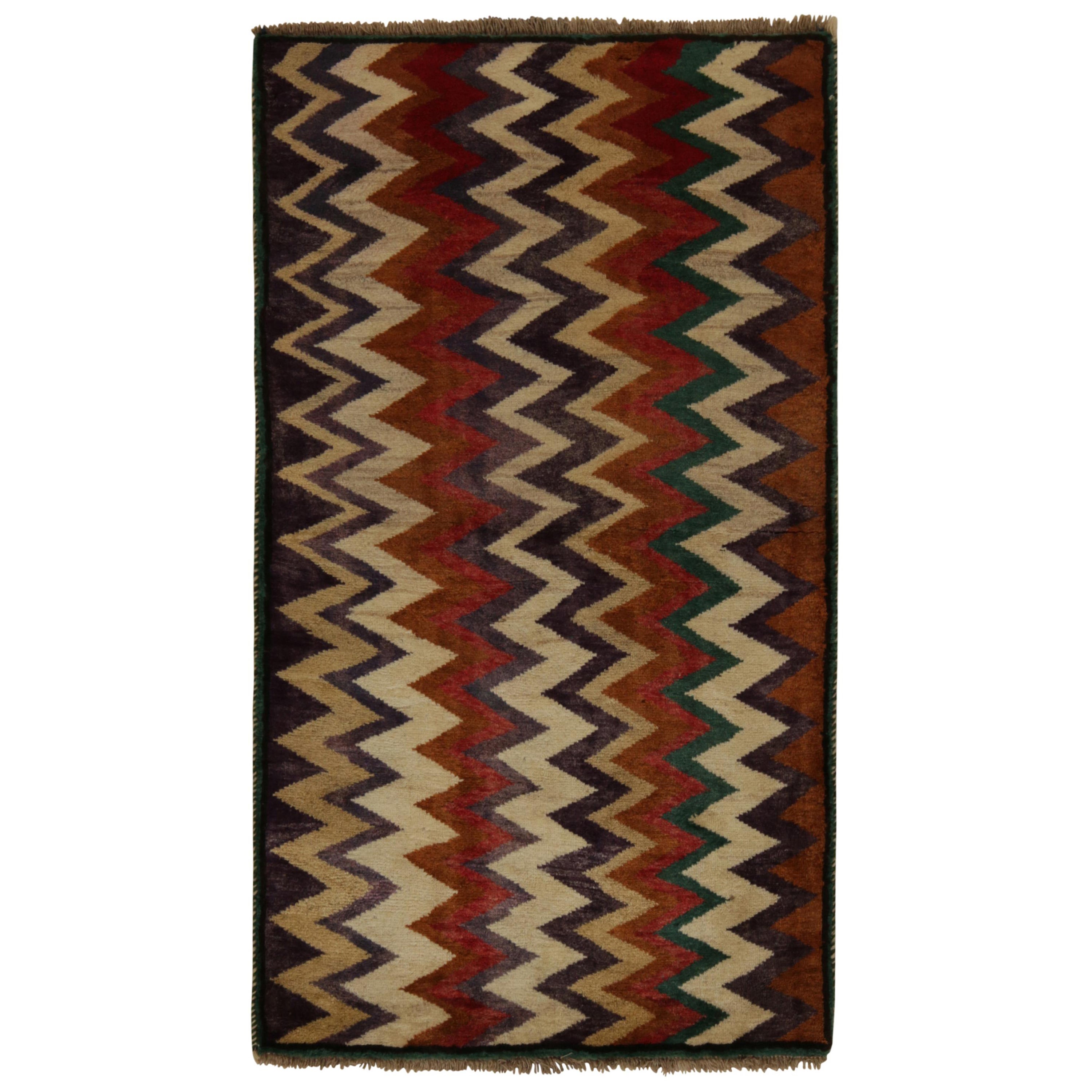 Vintage Gabbeh Runner in Brown with Vibrant Chevron Pattern by Rug and ...