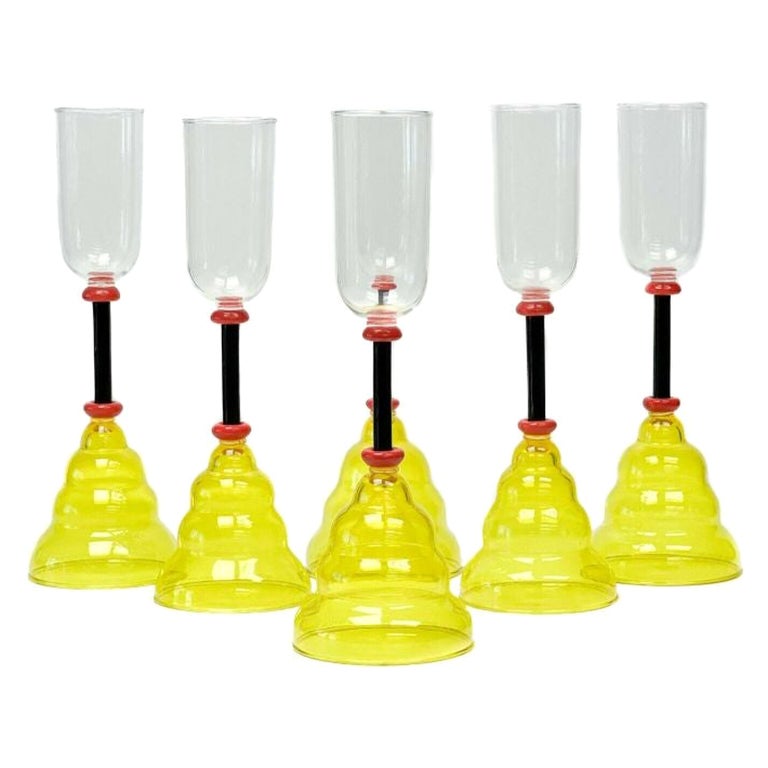 6 Marco Zanini for Memphis Milano Italian Hand Blown Murano Art Glasses ...