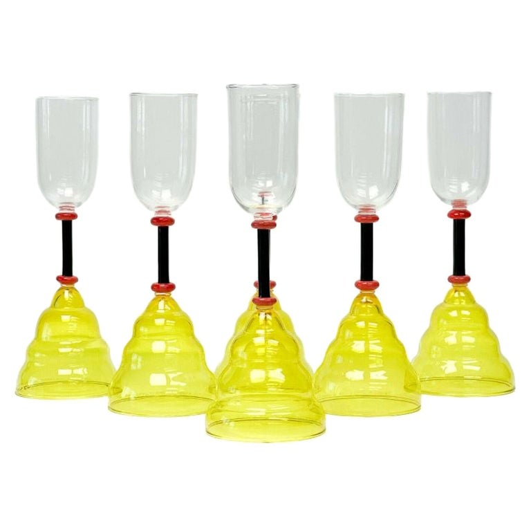 6 Marco Zanini for Memphis Milano Italian Hand Blown Murano Art Glasses ...