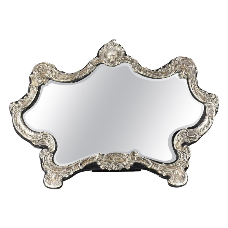 Gorham Sterling Silver Vanity Mirror 925 Silver on Black Velvet Covered ...
