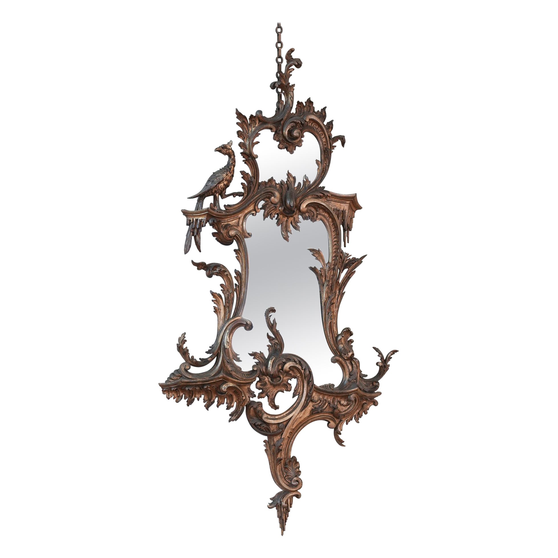 English Chinese Chippendale Style Giltwood Wall Mirror manner of Thomas ...