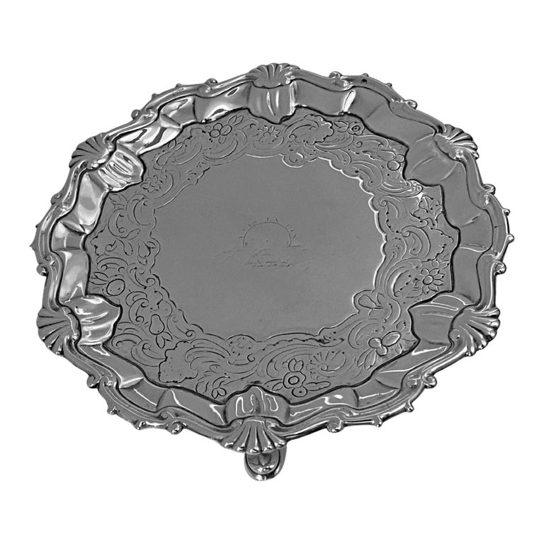 George II Scottish Silver Salver Waiter Edinburgh 1752 Ker and Dempster ...
