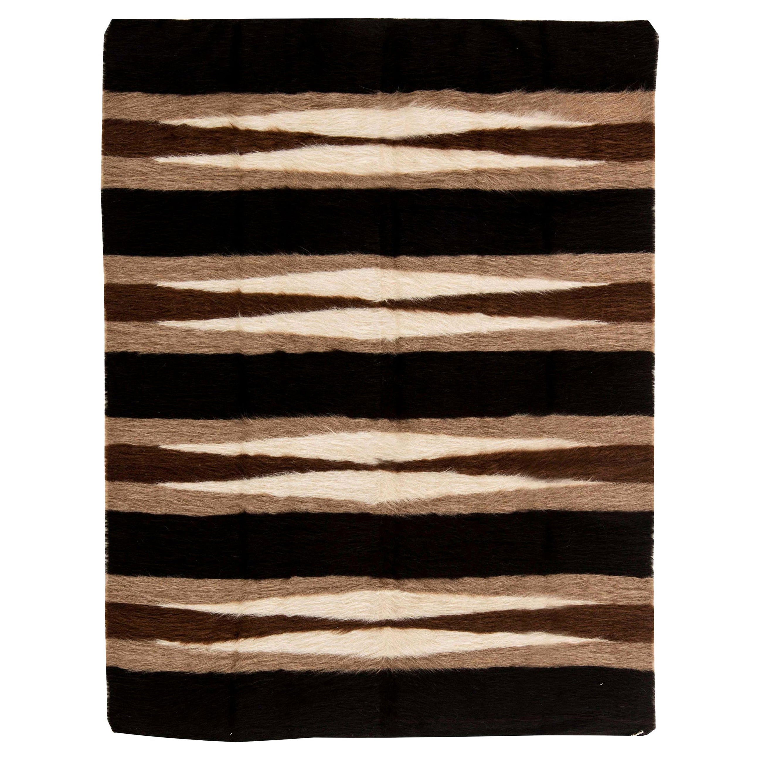 Striped Black Goat Hair Kilim at 1stDibs