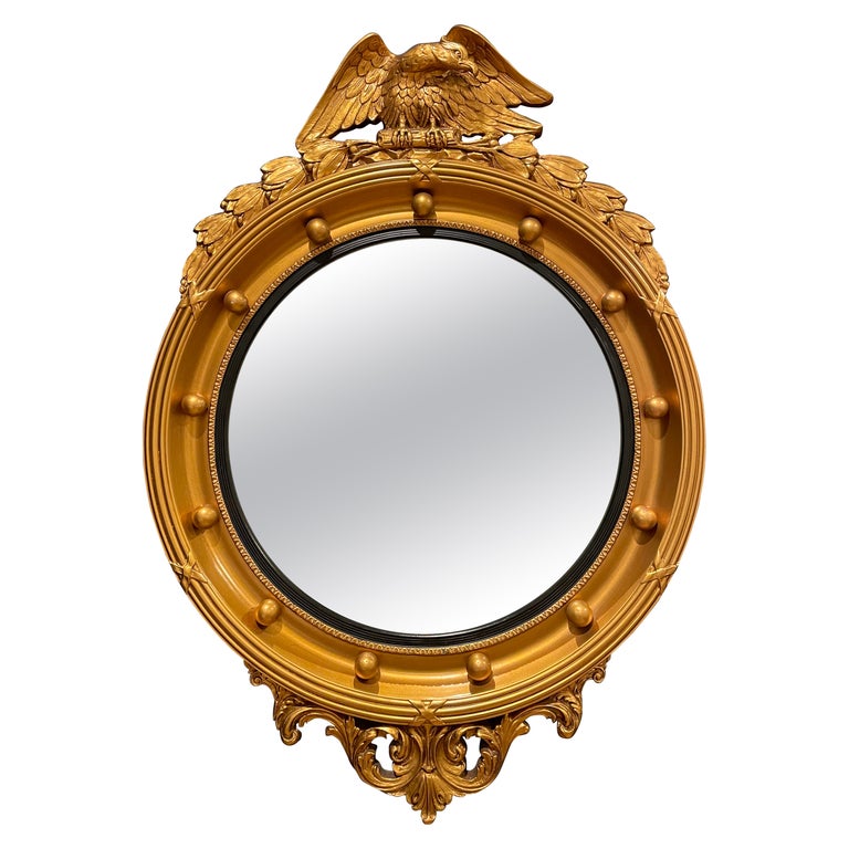 Gilt American Eagle Bullseye Convex Mirror at 1stDibs