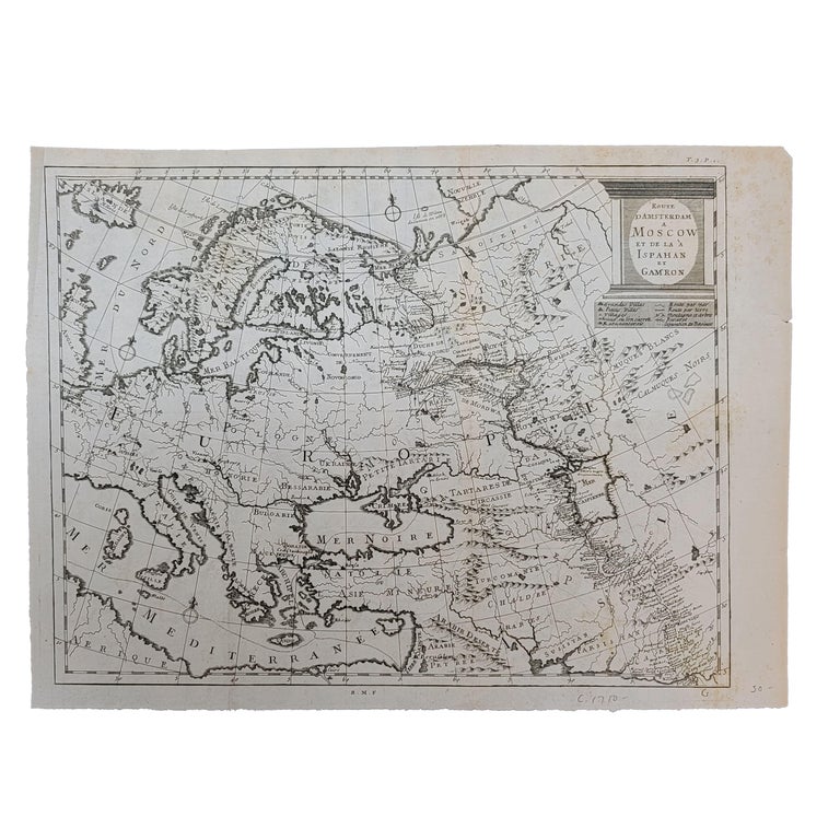 1718 Ides and Witsen Map "Route D'amsterdam a Moscow Et De La Ispahan ...