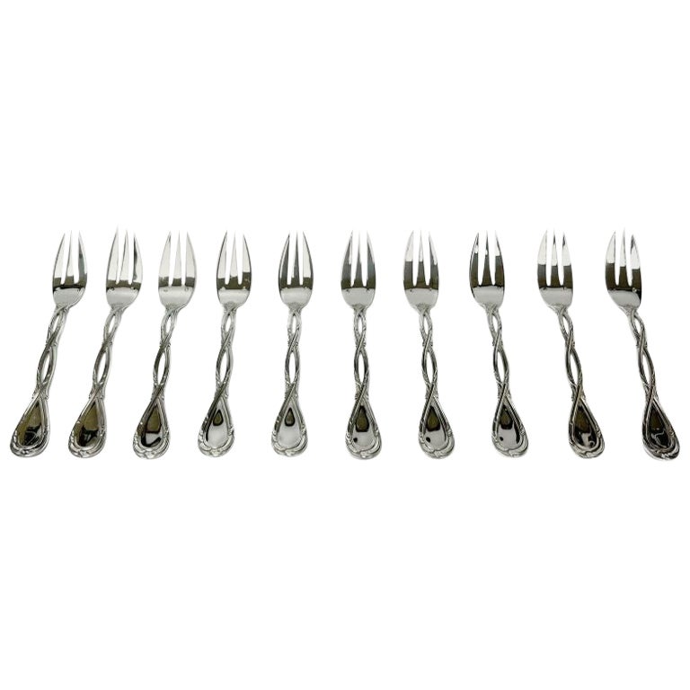 Set of 10 Puiforcat French Sterling Silver Fish Forks in Royal For Sale ...