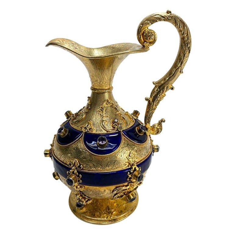 Austrian Gilt 925 Sterling Silver Enamel Gem Encrusted Amethyst Wine ...