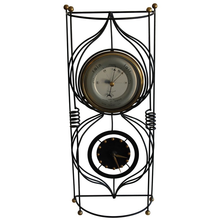 Wrought Iron Clock Barometer For Sale at 1stDibs