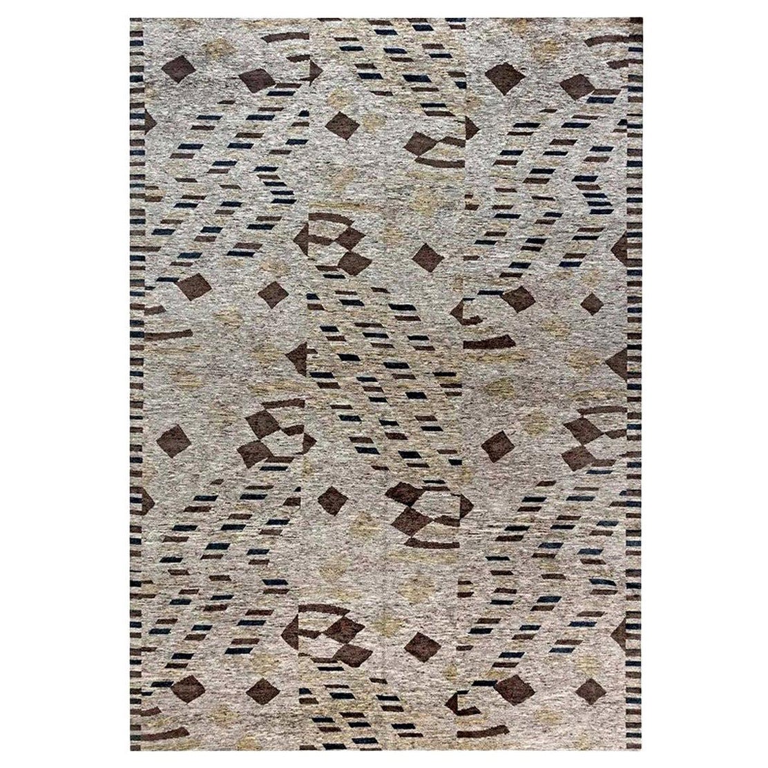 Contemporary Texture Handmade Pewter Green Designed Wool Rug For Sale ...