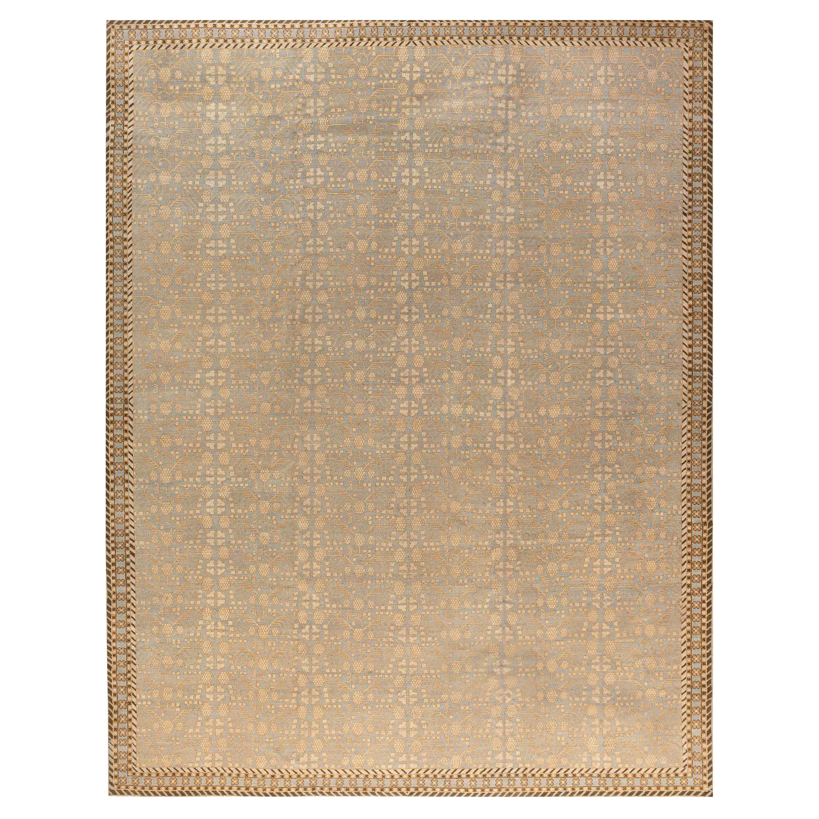 Contemporary Texture Handmade Designed Tan Wool Rug For Sale at 1stDibs