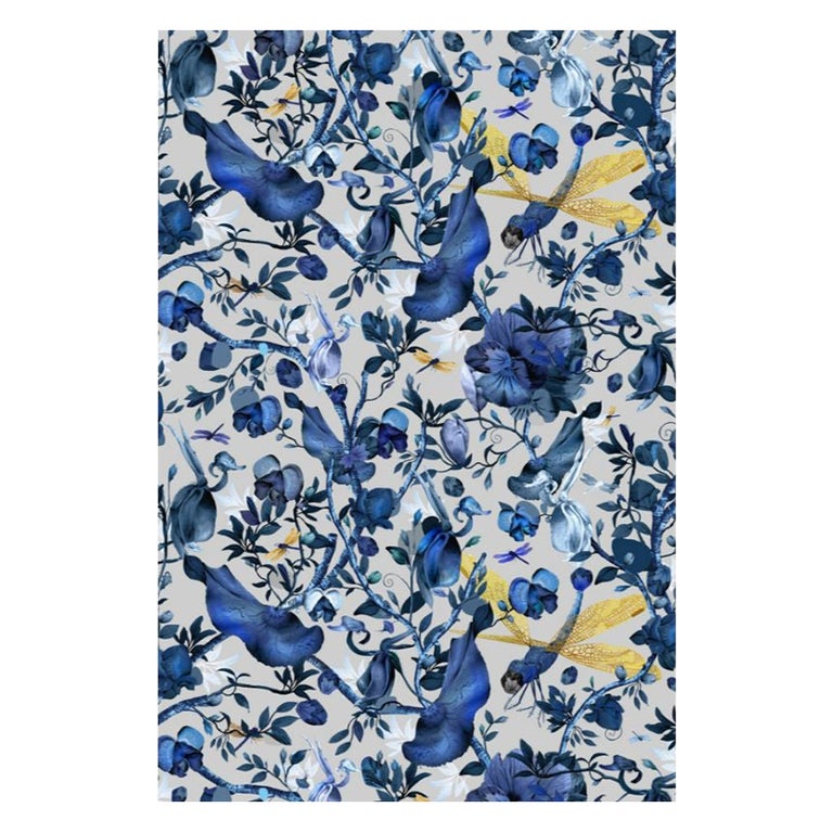 Moooi Large Biophillia Blue Grey Rectangle Rug in Low Pile Polyamide ...