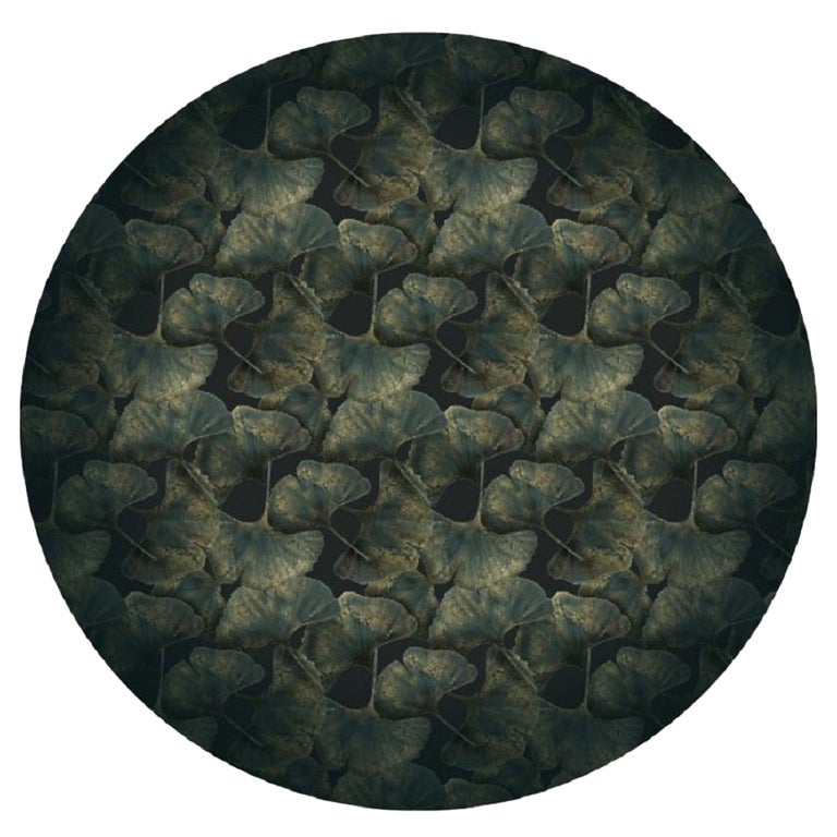 Moooi Large Ginko Leaf Green Round Rug in Wool by Edward Van Vliet For ...