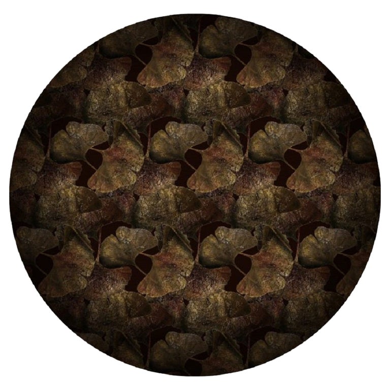 Moooi Large Ginko Leaf Rust Round Rug in Low Pile Polyamide by Edward ...