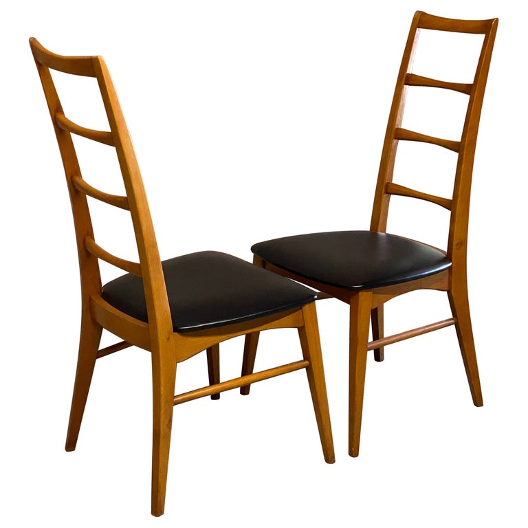 Pair of Slovenian Mid-Century Modern Ladder Back Side Chairs Manner of ...