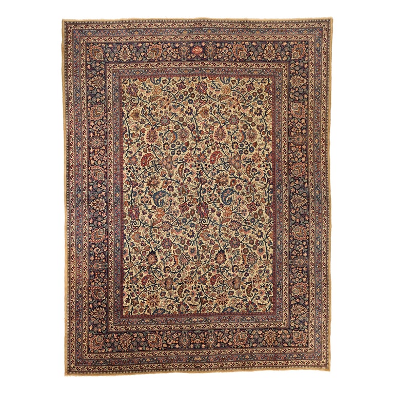 Mid-20th Century Hand Knotted Persian Rug Mashad Design For Sale at 1stDibs