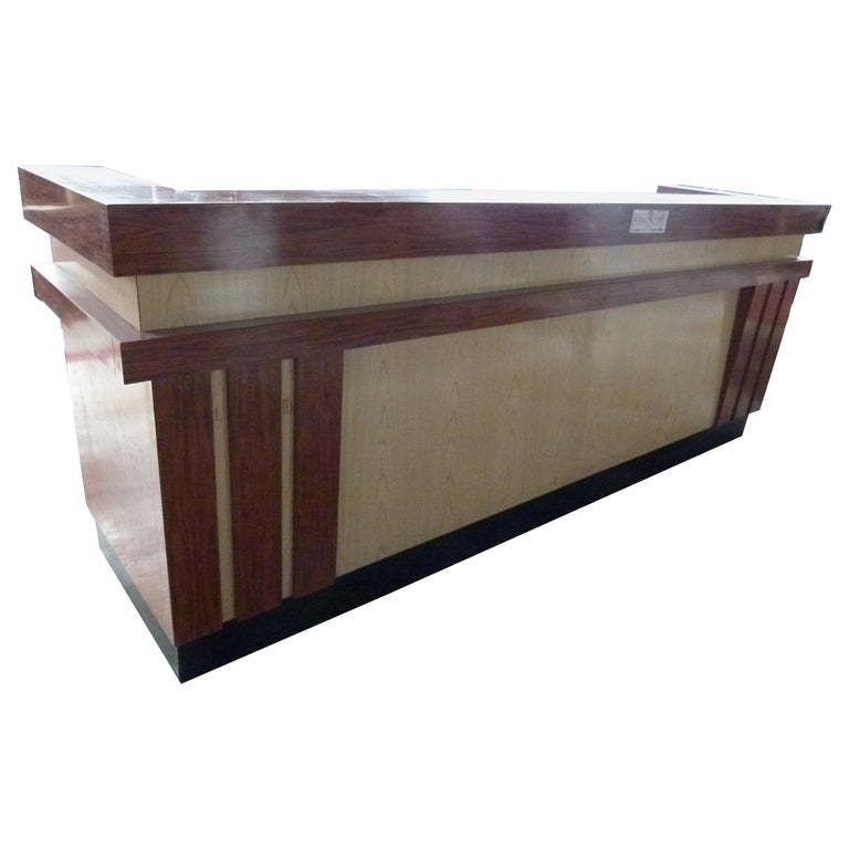 70's Style Formica Bar Counter in Dark and Light Wood Colors at 1stDibs