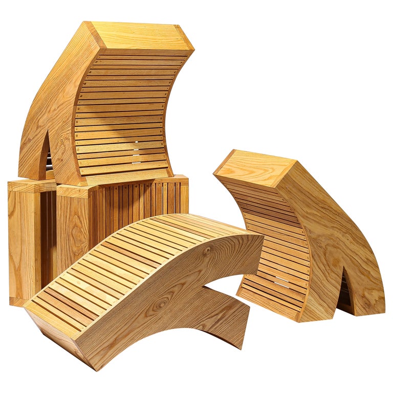 Dylan Moore Studio, Slatted Ash Stools For Sale at 1stDibs