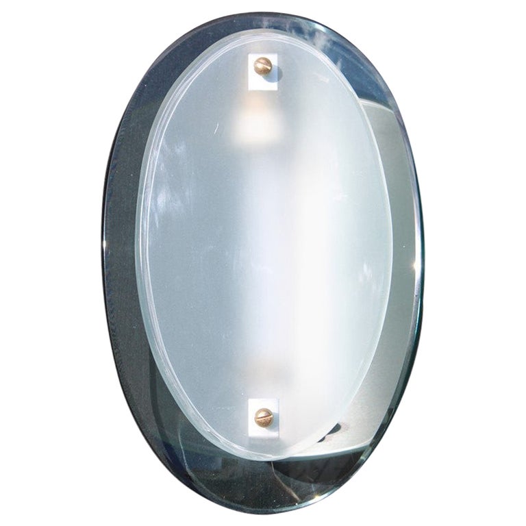 Mid-Century Fontana Arte Style Concave Green Nile Crystal Wall Lamp For ...