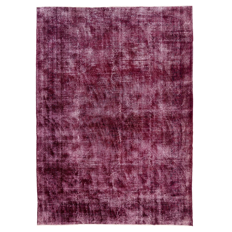 8.3x11.4 Ft Handmade Vintage Rug Over-Dyed in Burgundy Red for Modern ...
