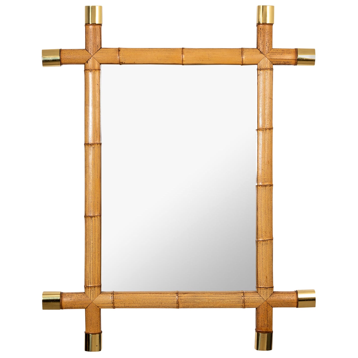Modern Round Bamboo and Brass Mirrors For Sale at 1stDibs