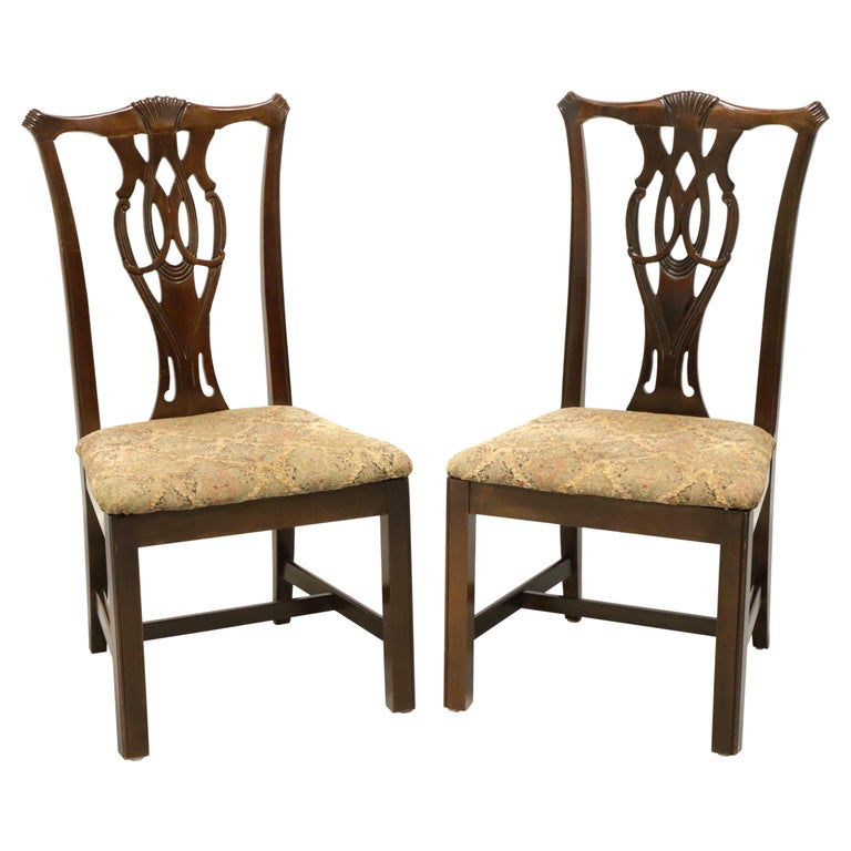 THOMASVILLE Solid Cherry Chippendale Straight Leg Dining Side Chairs ...