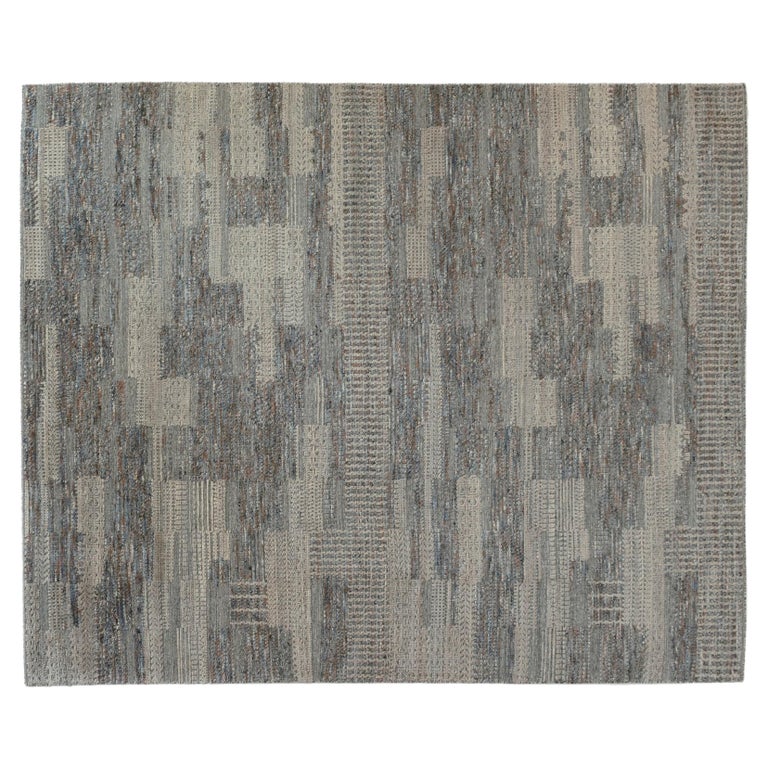 Grey Contemporary Patchwork Area Rug For Sale at 1stDibs