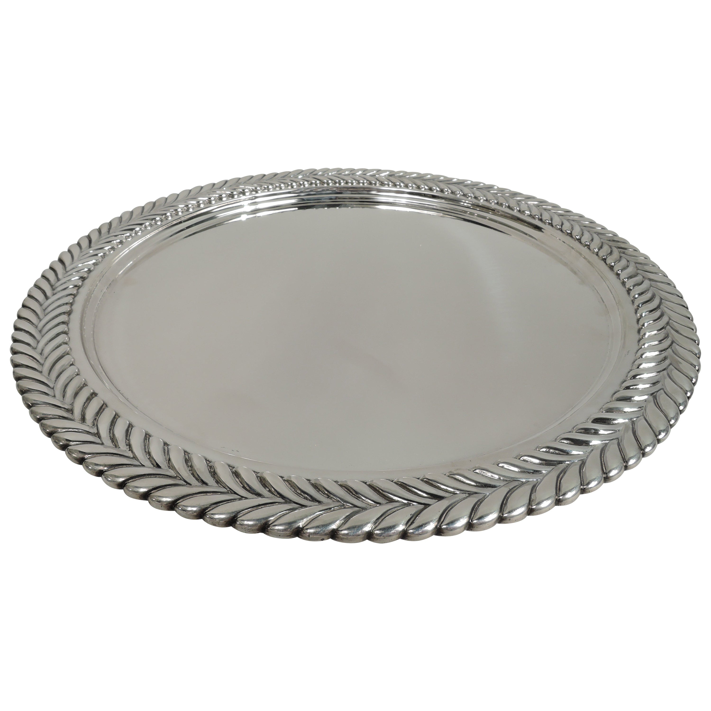 Antique Tiffany Sterling Silver Salver Tray with Bold Wave Edge For ...