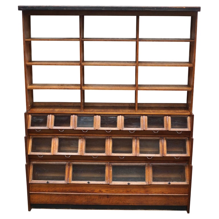Large Dutch Oak Grocery Store / Haberdashery Shop Cabinet, 1920/30s at ...