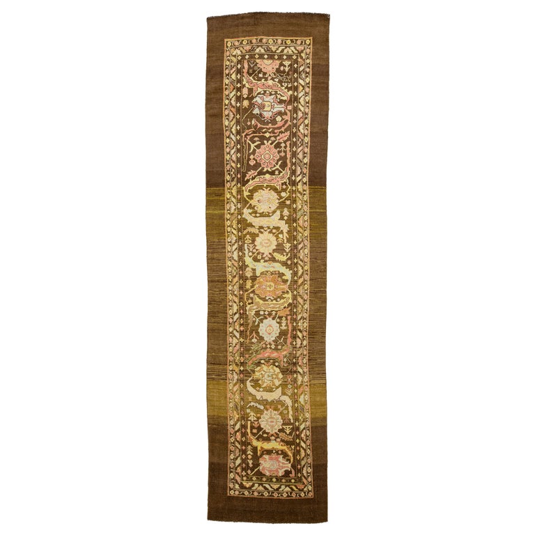 Mid-Century Modern Style Multicolor Handmade Floral Motif Wool Runner ...