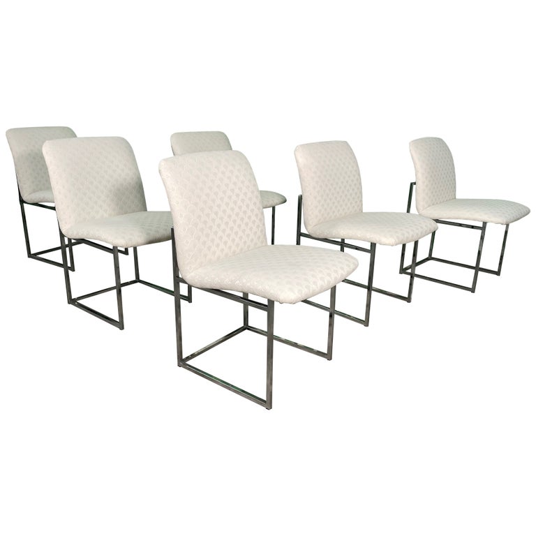 DIA Thin Frame Chrome Dining Chairs, Set of 6 For Sale at 1stDibs