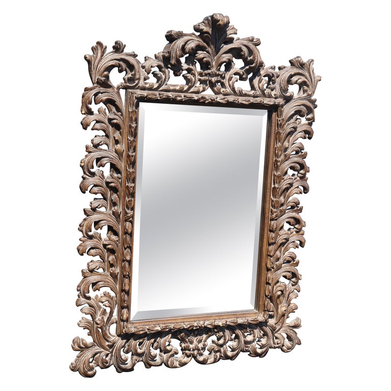 Highly Ornamented Antiqued Decorative Wall Mirror For Sale at 1stDibs